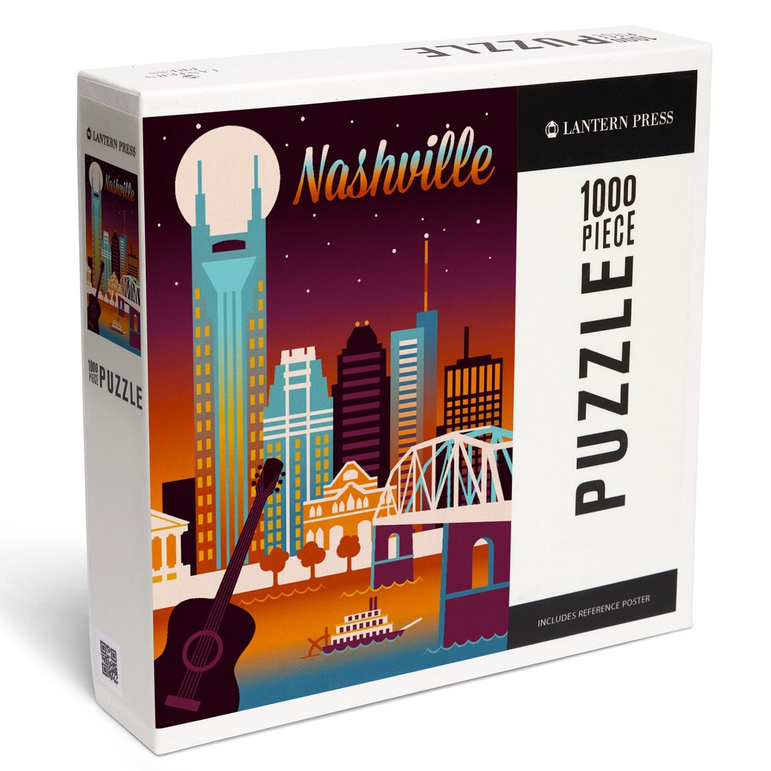Puzzle Nashville Tennessee Retro Skyline Chromatic Series - Etsy