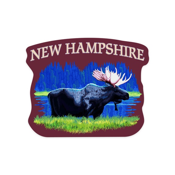 Sticker New Hampshire Moose in the Moonlight Contour Vinyl - Etsy