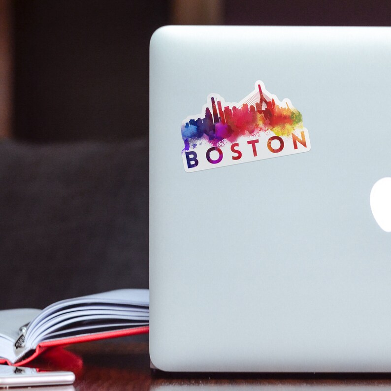 Sticker Boston Massachusetts Skyline Abstract cream | Etsy