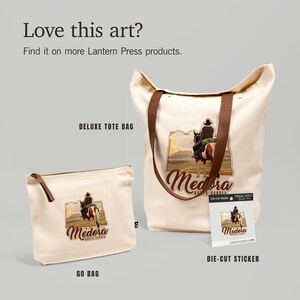 Sticker, Medora, North Dakota, Cowboy on Ridge, Contour, Lantern Press ...