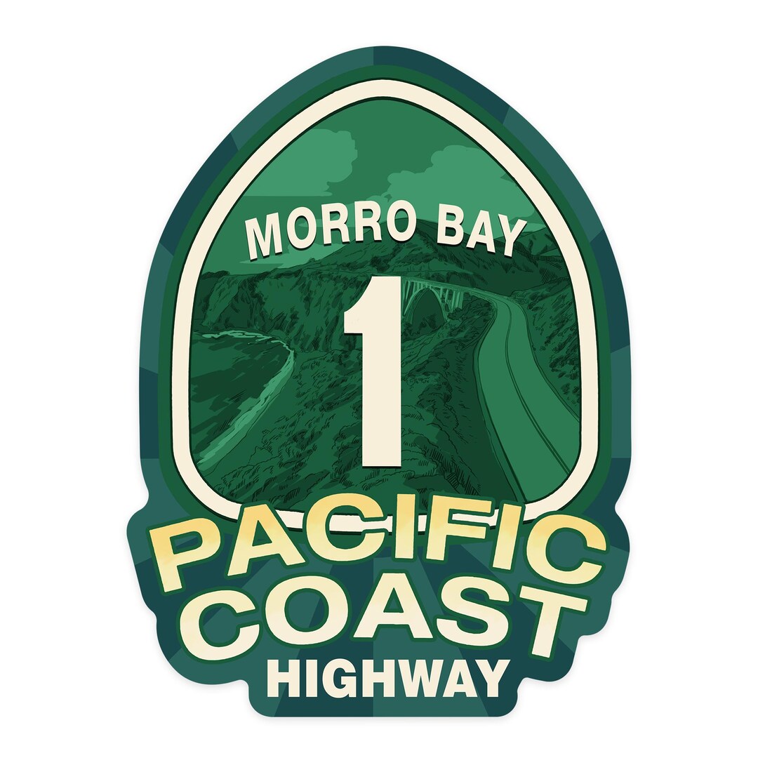Sticker, Morro Bay, California, Pacific Coast Highway Sign, , Vinyl Die ...