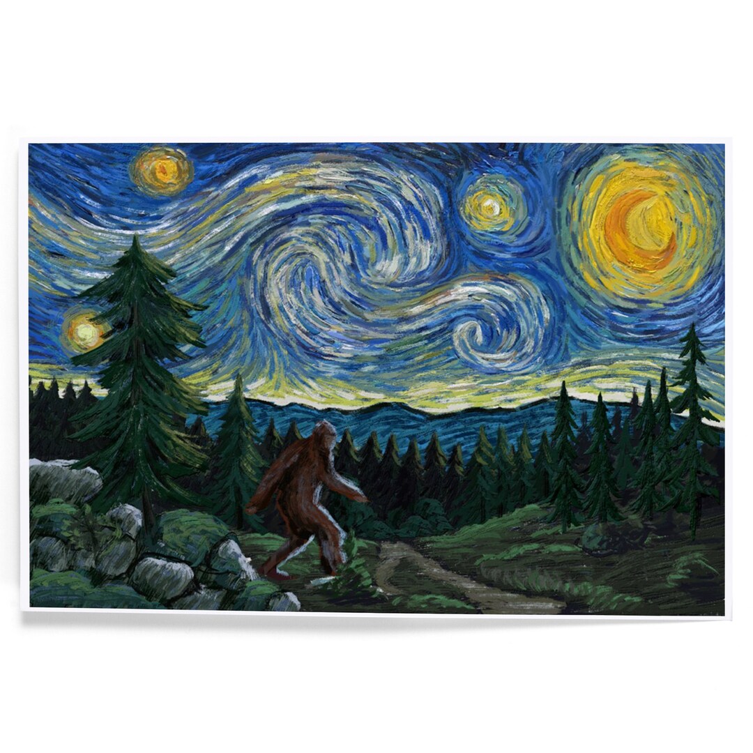 Prints, Bigfoot, Starry Night, Posters, Hang Ready - Etsy