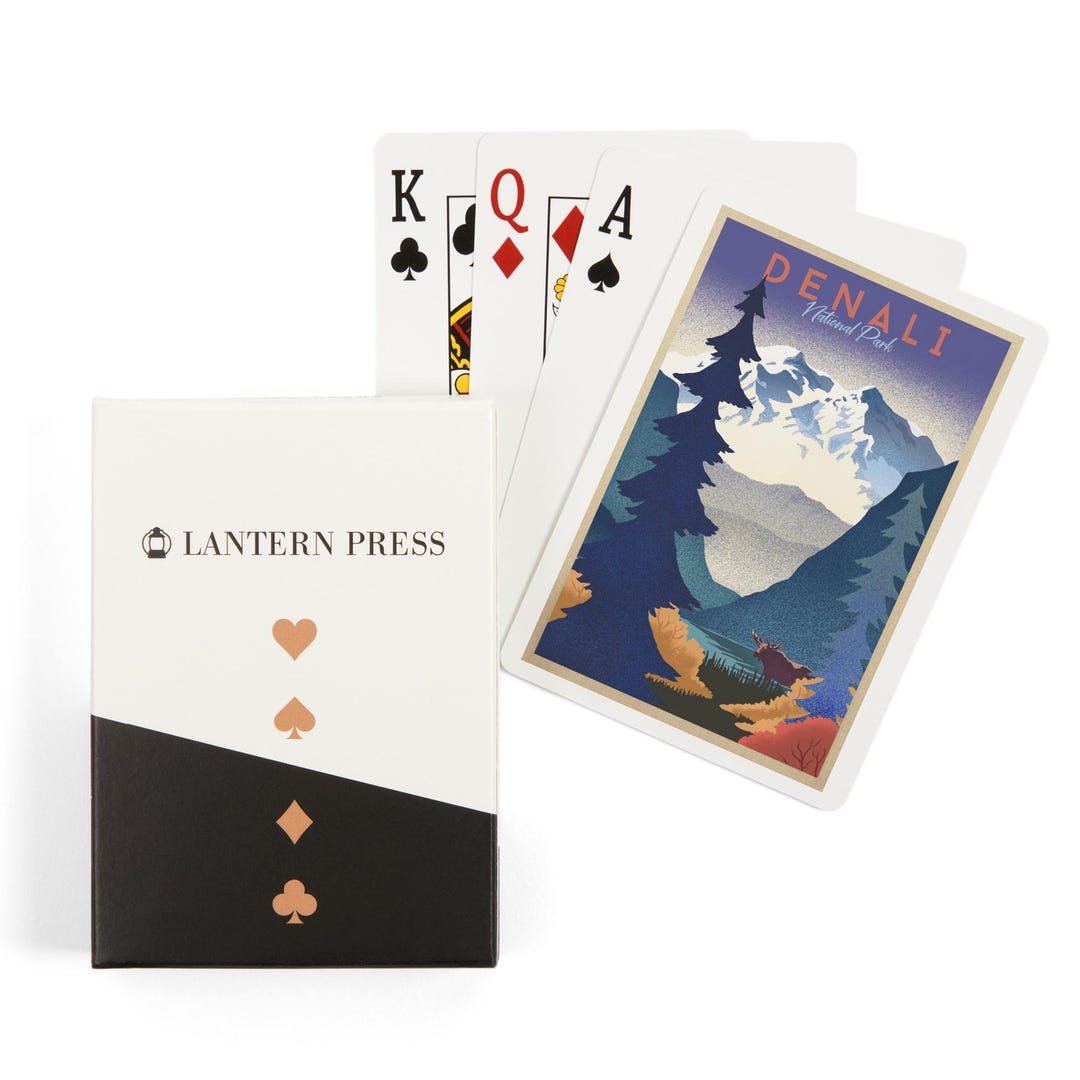 Playing Cards, Denali National Park, Alaska, Mountain Scene, Lithograph ...