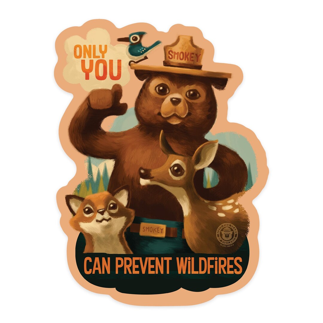 Sticker, Smokey Bear, Only You, Oil Painting, , Vinyl Die Cut ...