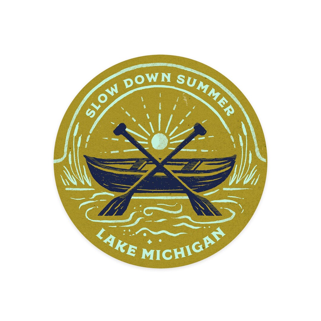 Sticker, Lake Michigan, Lake Life Series, Slow Down Summer, Contour ...