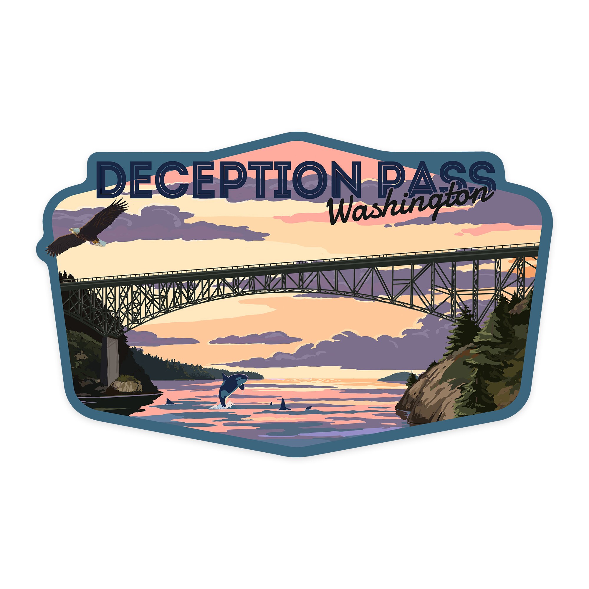 Sticker Whidbey Island Washington Deception Pass Orcas at | Etsy