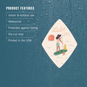 Sticker, Vintage Summer Series, Lake Life Paddle Board, Contour , Vinyl ...