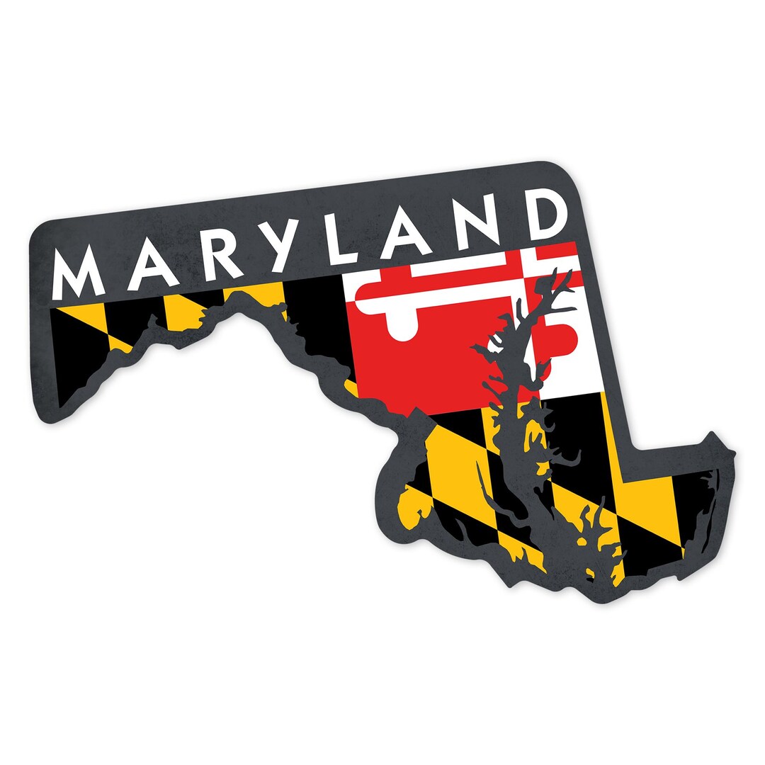 Sticker, Maryland, State Outline Flag, , Vinyl Die Cut, Waterproof ...