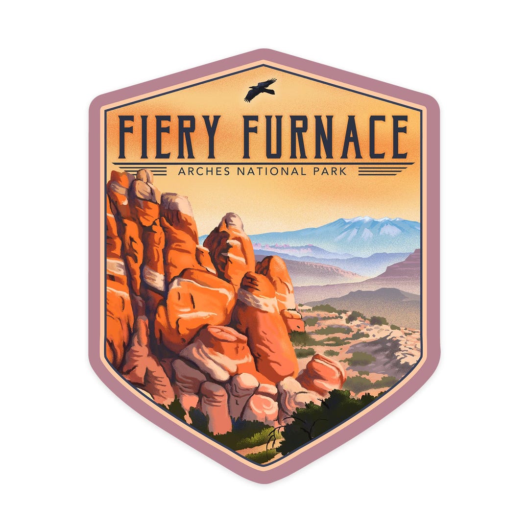 Sticker, Fiery Furnace, Arches National Park, Lithograph National Park ...