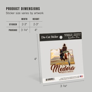 Sticker, Medora, North Dakota, Cowboy on Ridge, Contour, Lantern Press ...