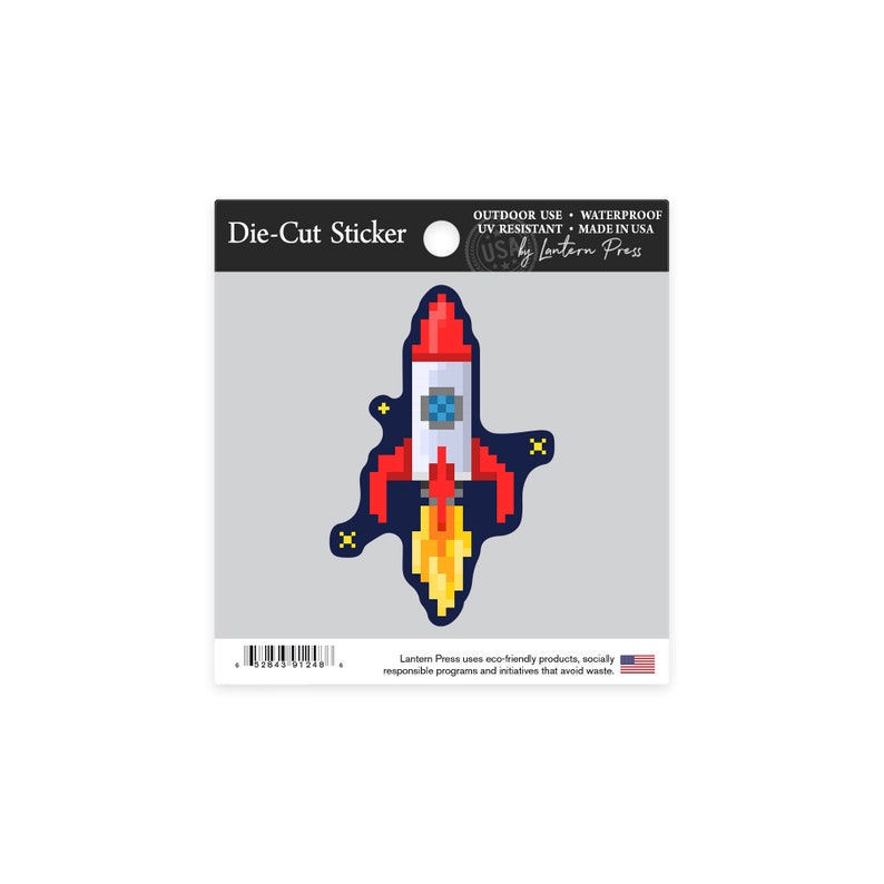 Pixel Rocket 8 Bit 98931 vinyl Die-cut Sticker | Etsy