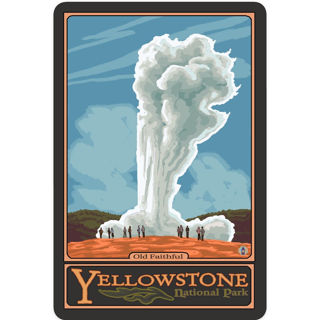 Sticker, Yellowstone National Park, Wyoming, Old Faithful Geyser ...