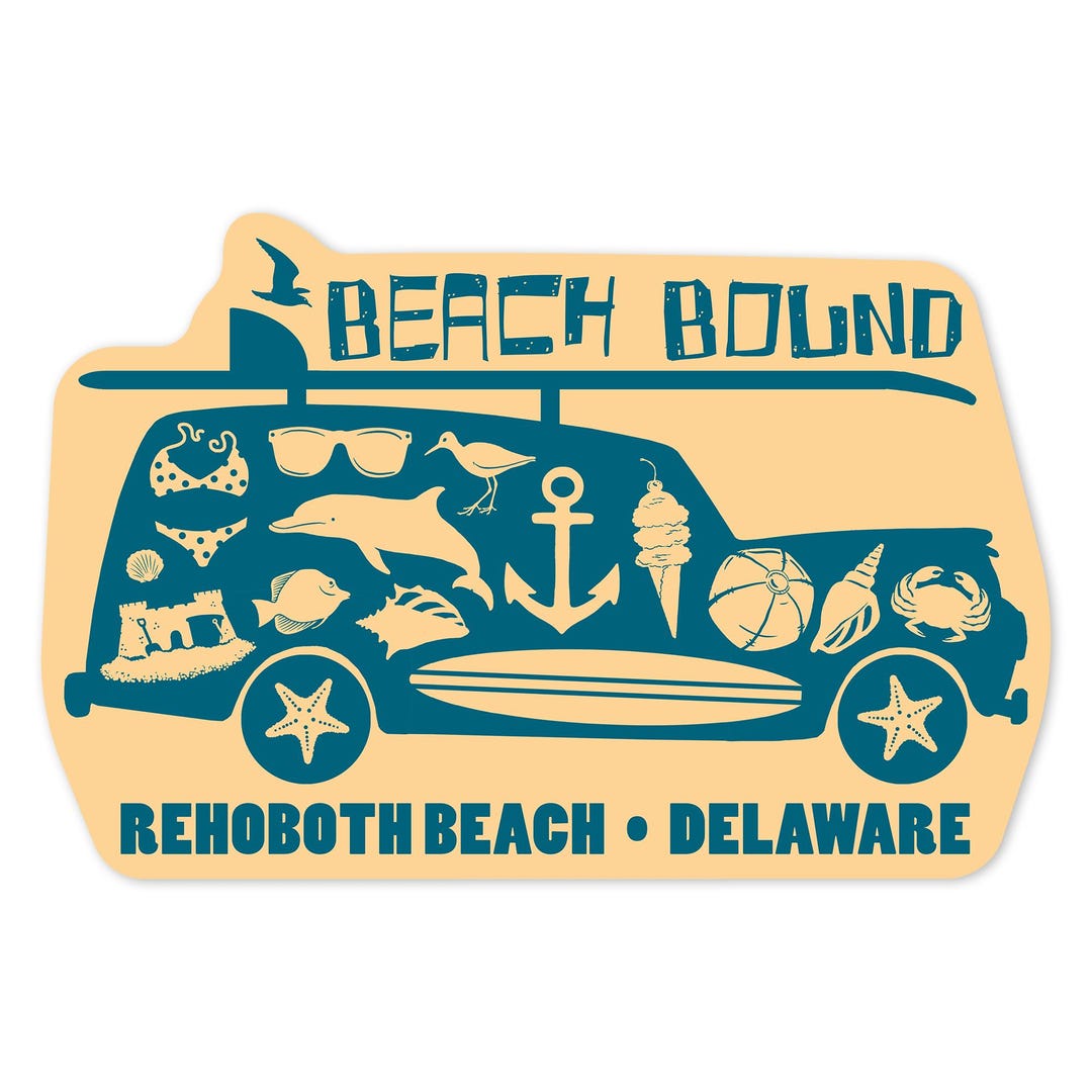 Sticker, Rehoboth Beach, Delaware, Coastal Icons, Contour , Vinyl Die ...