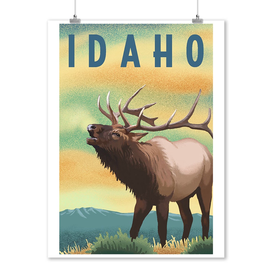 Prints Signs Idaho Elk Lithograph Unique Metal Art - Etsy