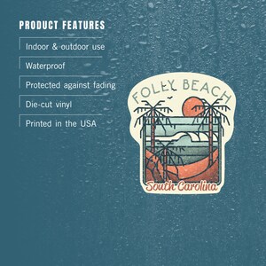 Sticker, Folly Beach, South Carolina, Palm Trees & Beach Scene, Lantern ...