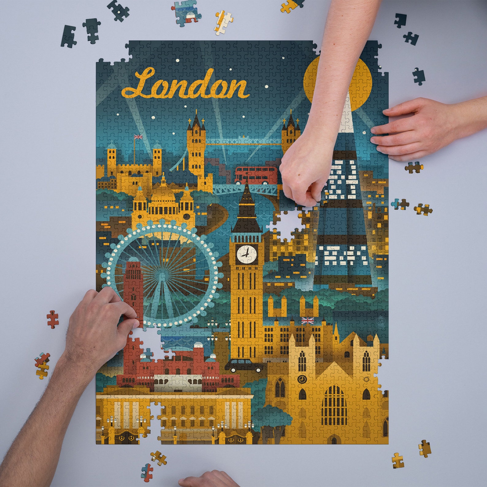 Puzzle London England Retro Skyline 1000 Pieces Unique - Etsy Australia