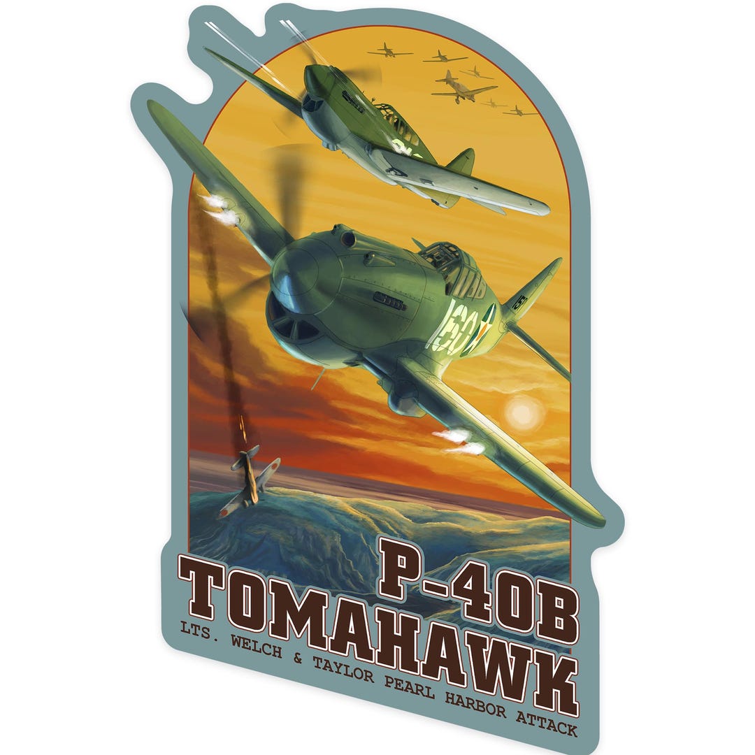 Sticker, Pearl Harbor, Hawaii, P-40B Tomahawks, Contour , Vinyl Die Cut ...