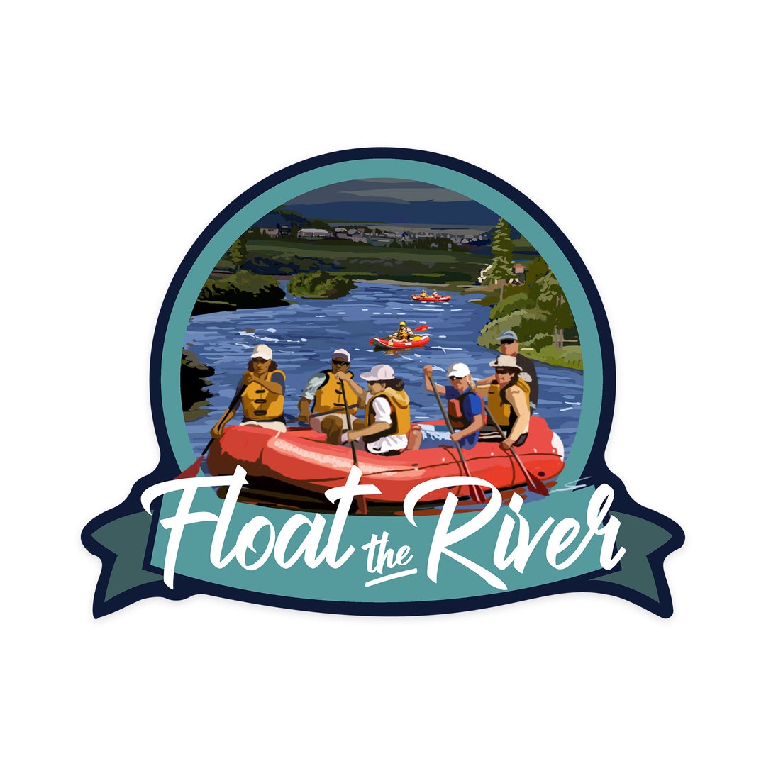 Sticker Float the River Rafters on the River Contour - Etsy