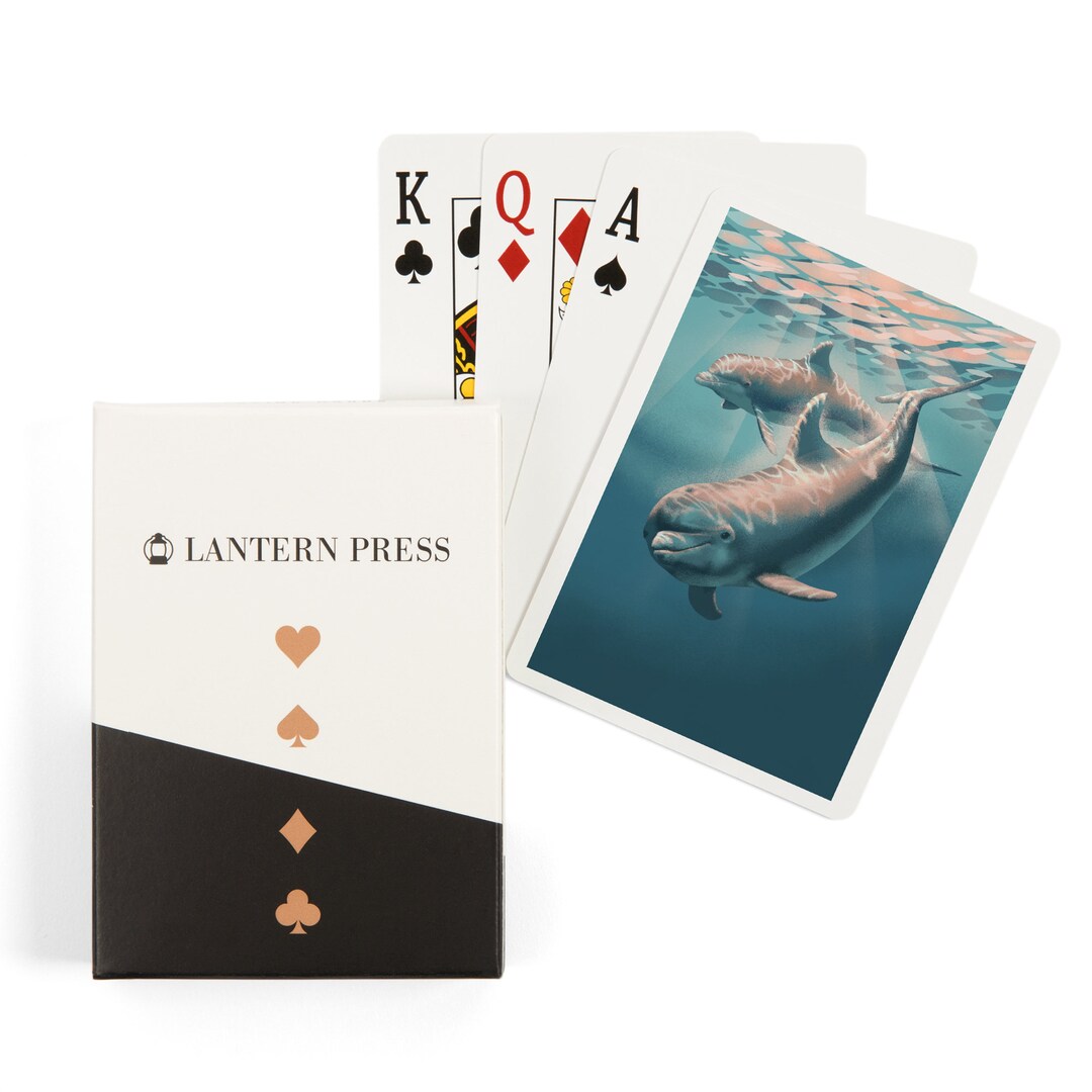 Playing Cards, Lithograph, Bottlenose Dolphin, 52 Card Deck With Jokers ...