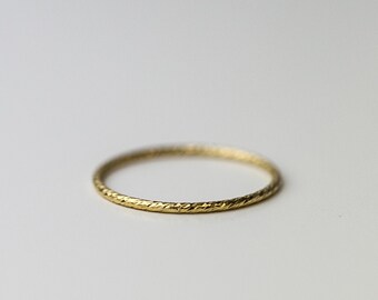 Dainty Stacking Rings in 14K Solid Gold // Gold Sparkle | Etsy
