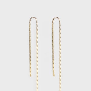 Box Chain Stud Earrings | Long Box Chain Earrings | U Shaped Earrings ...