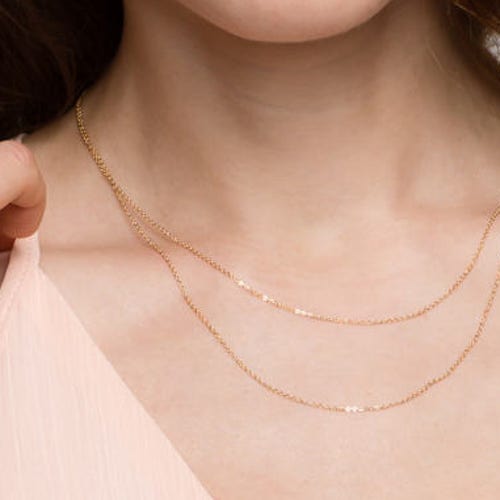 Dainty Double Chain Layered Necklace //simple Delicate Thin - Etsy