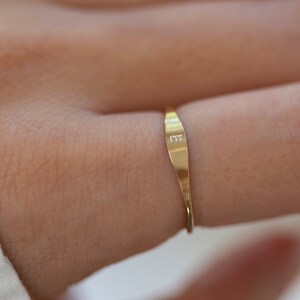 Tiny Signet Ring / Personalized Signet Ring / Gold Filled Stacking Ring ...