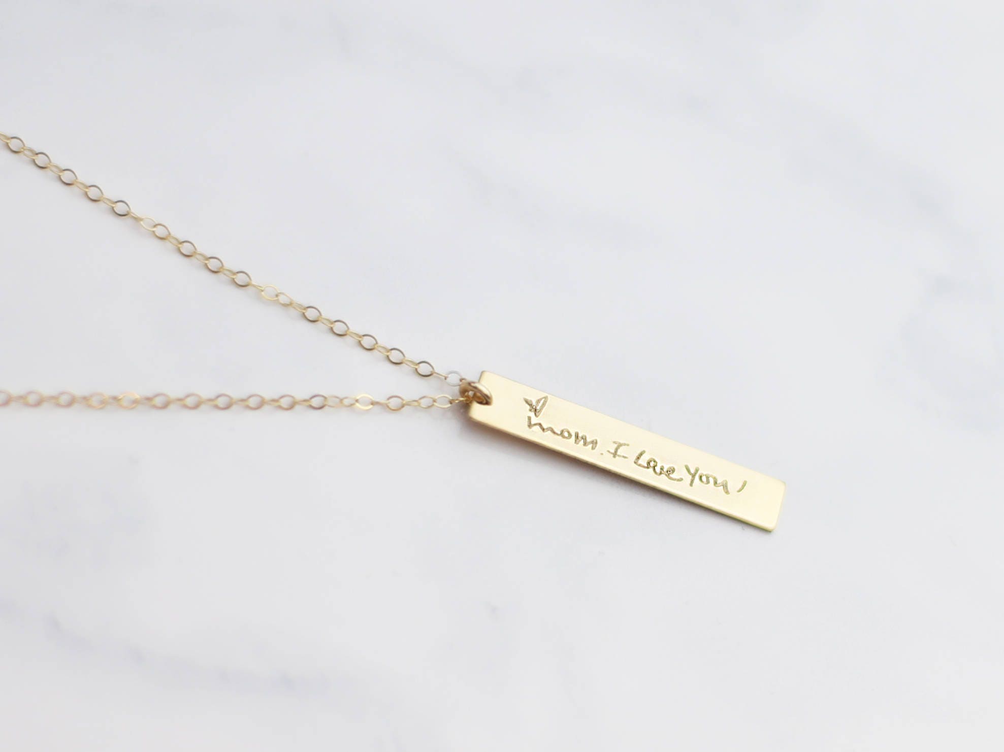 Personalized Signature Jewelry // Gold Handwriting Bar - Etsy