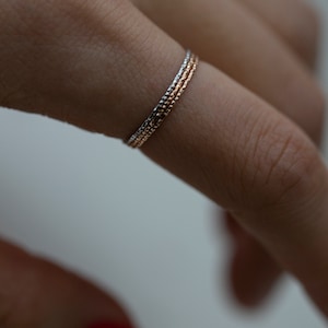 Dainty Stacking Rings in 14K Solid Gold // Gold Sparkle Diamond Cut ...