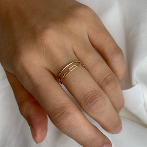 Chain Ring / Flat Bar Link Chain Eternity Band Ring / Gold Rings ...