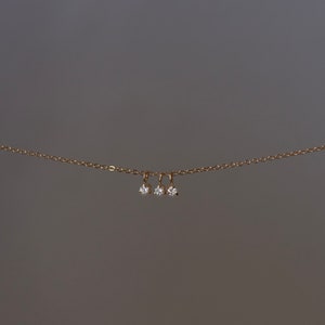 Baby Diamond Solitaire Necklace • 14k Gold Diamond Necklace • Simple ...
