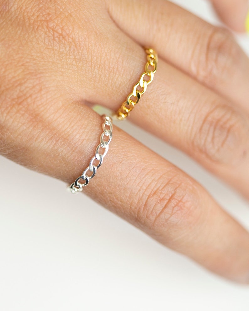 Chain Ring II Simple Minimalist Chain Rings Stackable Ring - Etsy