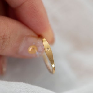 Tiny Signet Ring / Personalized Signet Ring / Gold Filled Stacking Ring / Dainty Initial Ring ...
