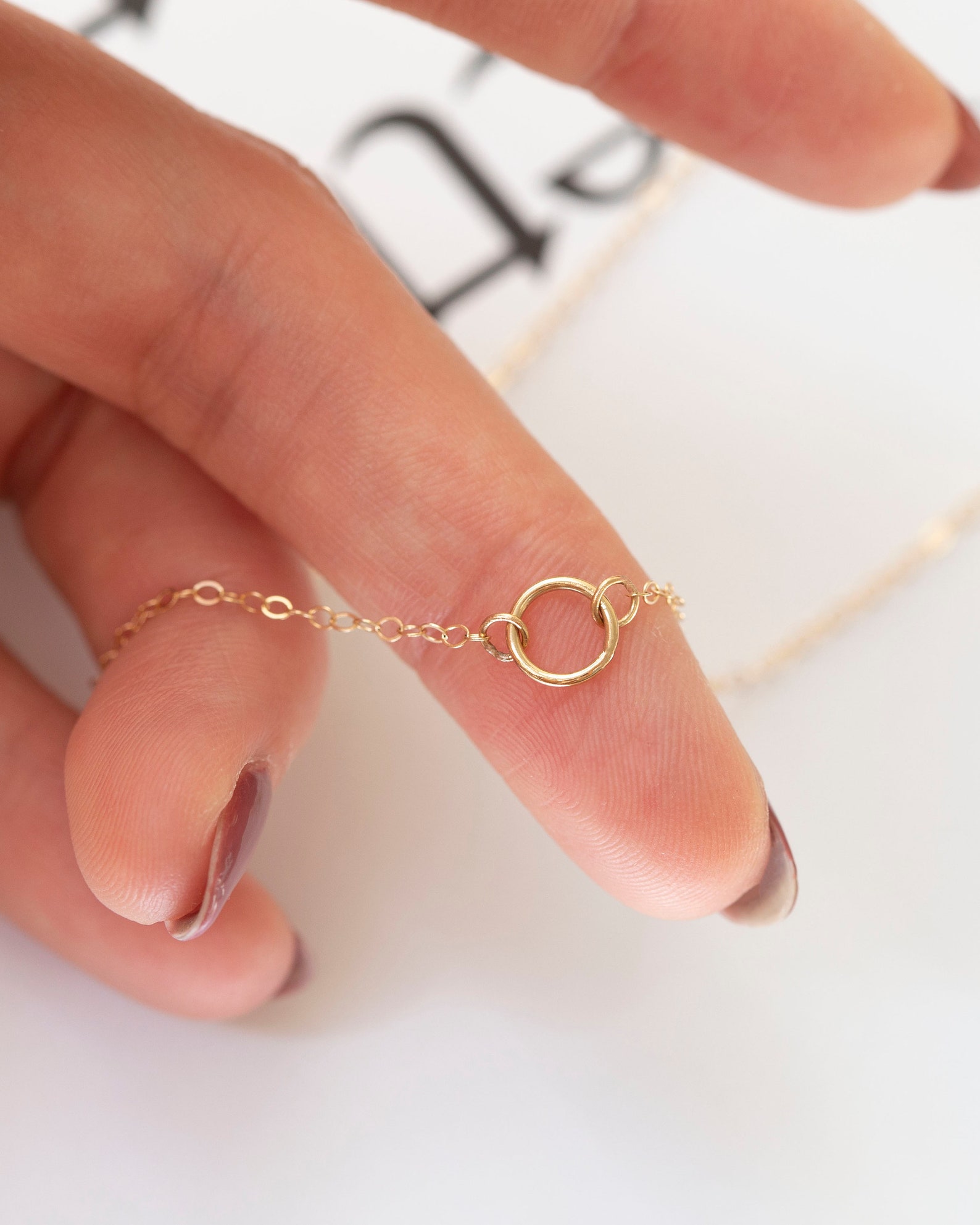14K Gold Circle Necklace // 14K Halo Ring Necklace in 14K - Etsy
