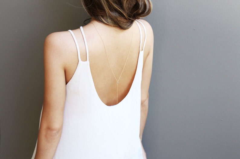 Mini Ball Back Necklace // Bridal Jewelry for Low Back Dress, Gold or ...