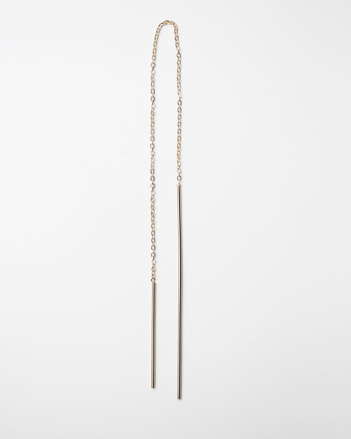 Extra Long Thread Earring // 14K Gold Threader Earrings // - Etsy