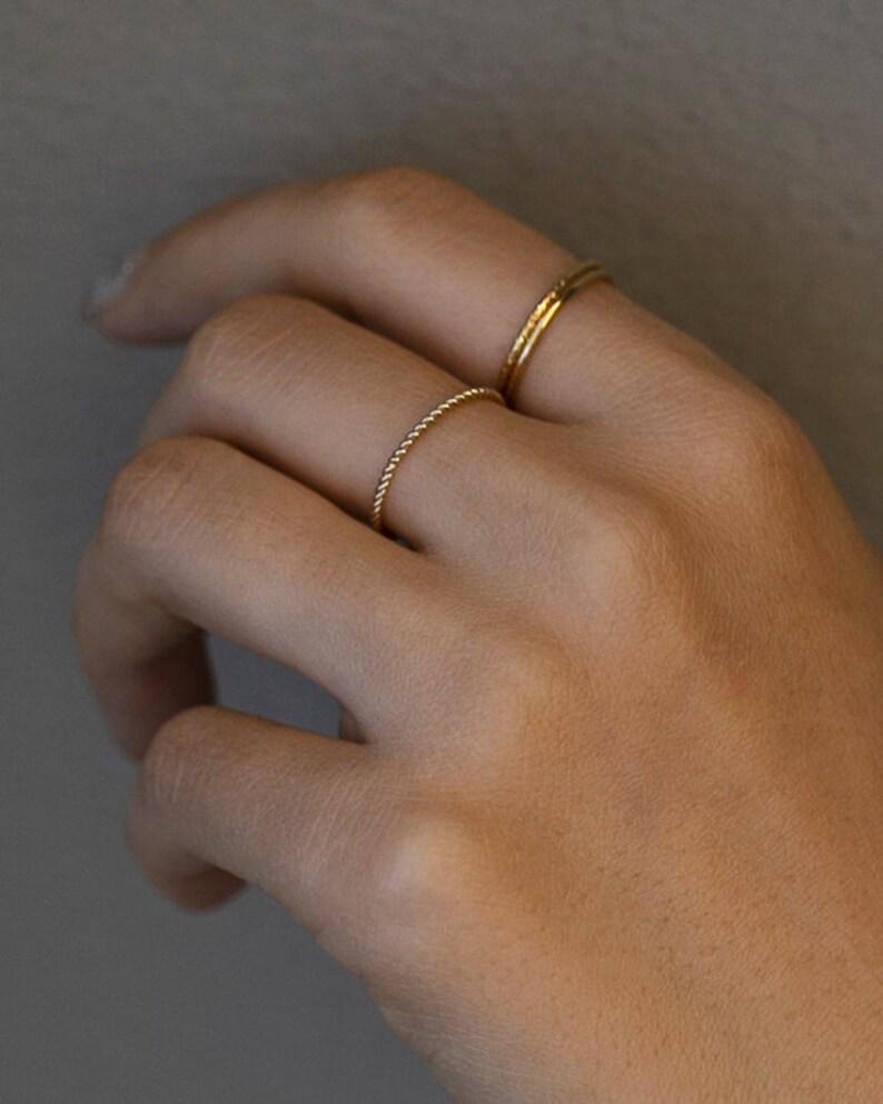 Twisted Stacking Ring Dainty Stacking Rings Simple Gold | Etsy