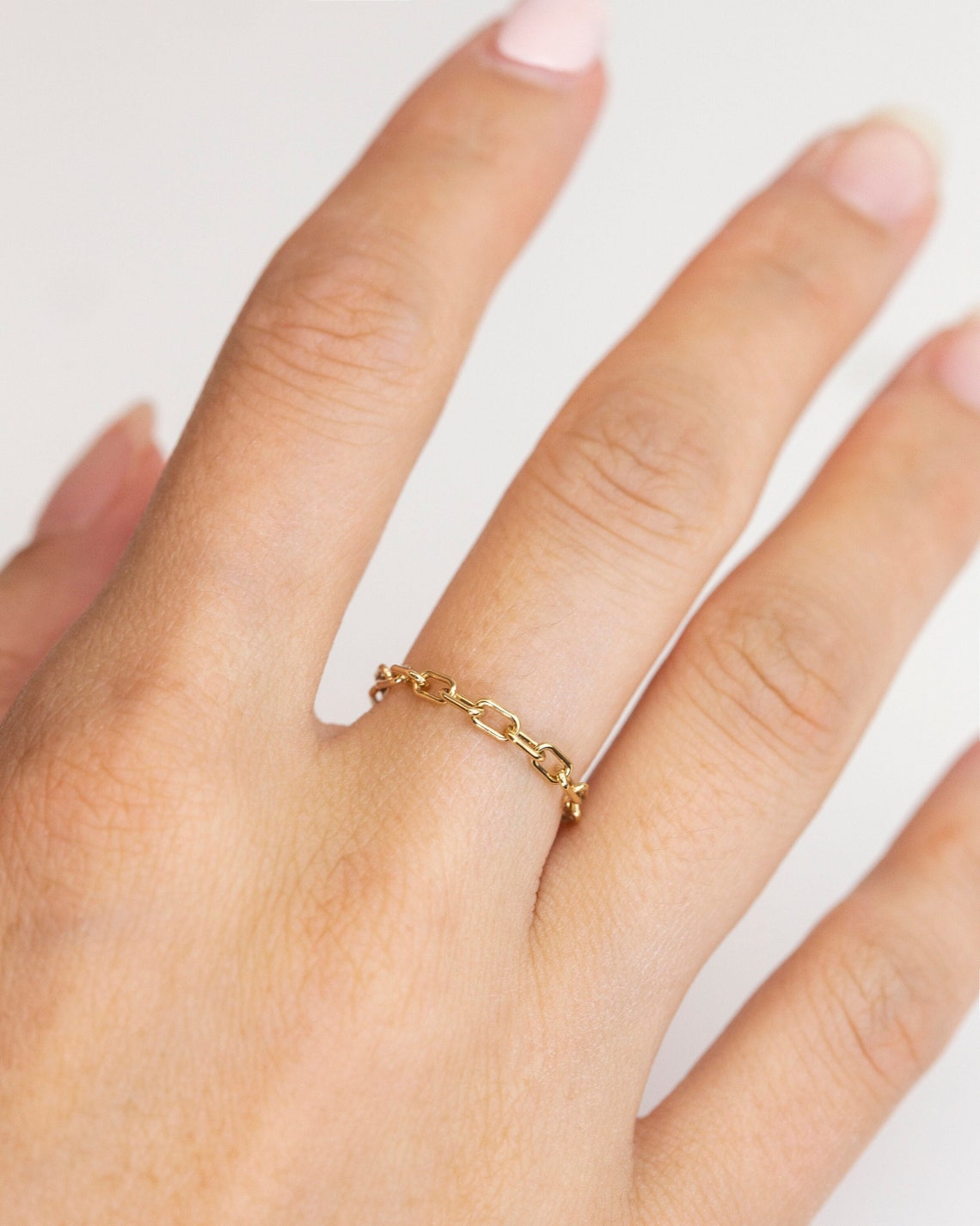 Paperclip Chain Ring // Dainty Chain Ring // Small Oval Link - Etsy