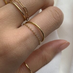 Chain Ring / Flat Bar Link Chain Eternity Band Ring / Gold Rings ...