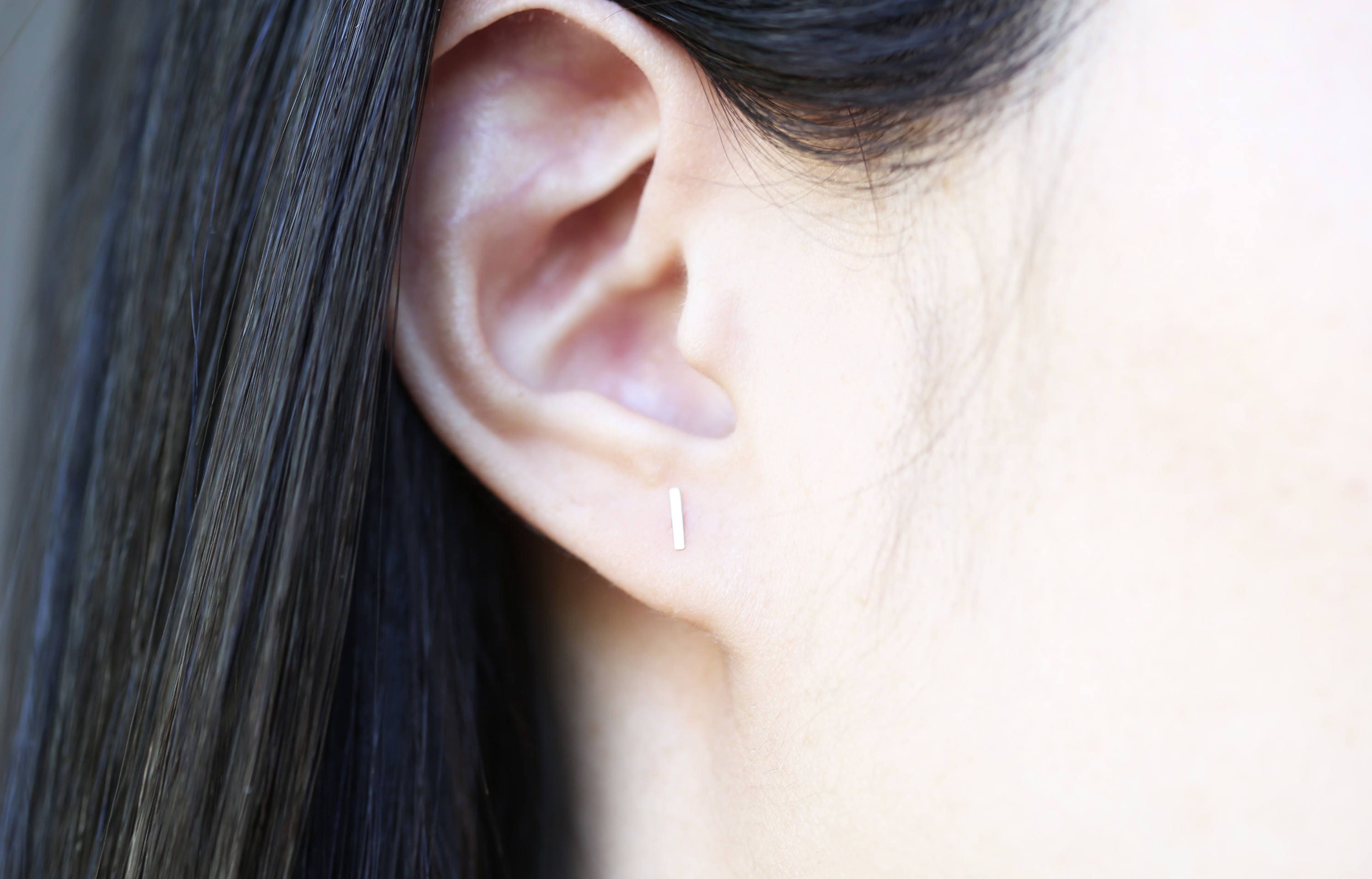 Mini Bar Earrings // Solid 14K Gold Series // Minimalist Gold | Etsy