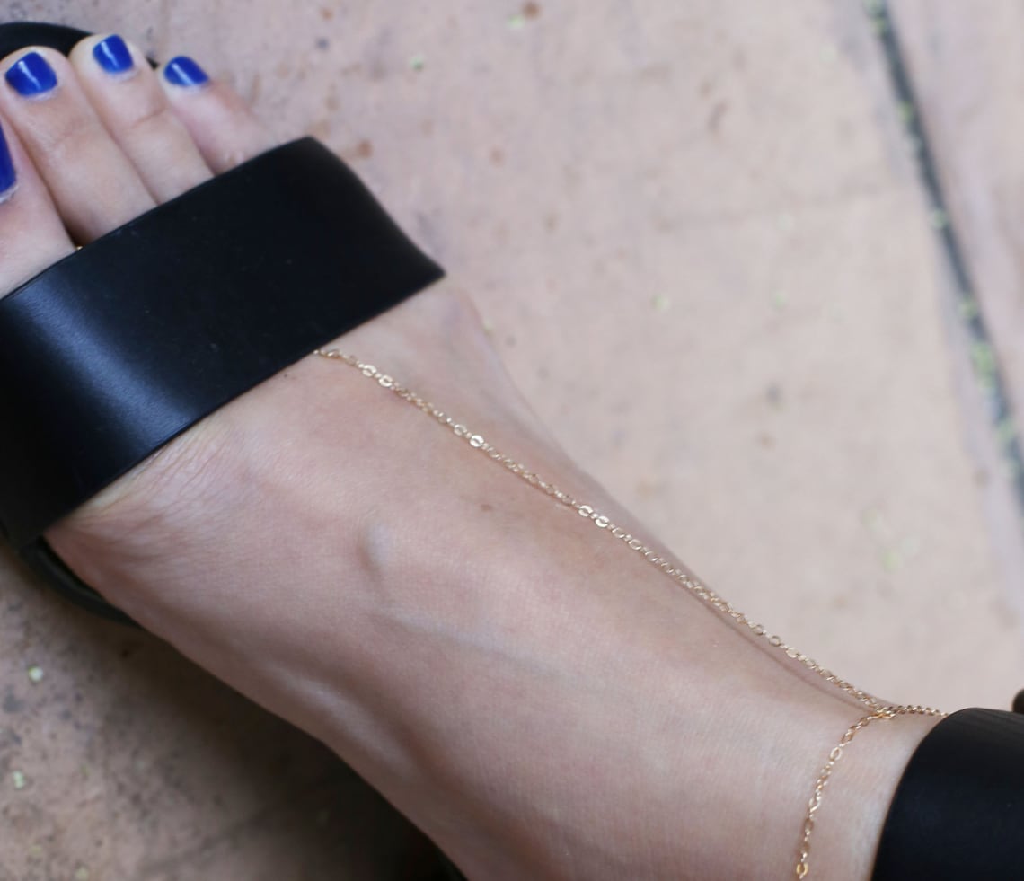 Simple Anklet Chain - Toe Chain Anklet . Dainty Chain Anklet . Sterling ...