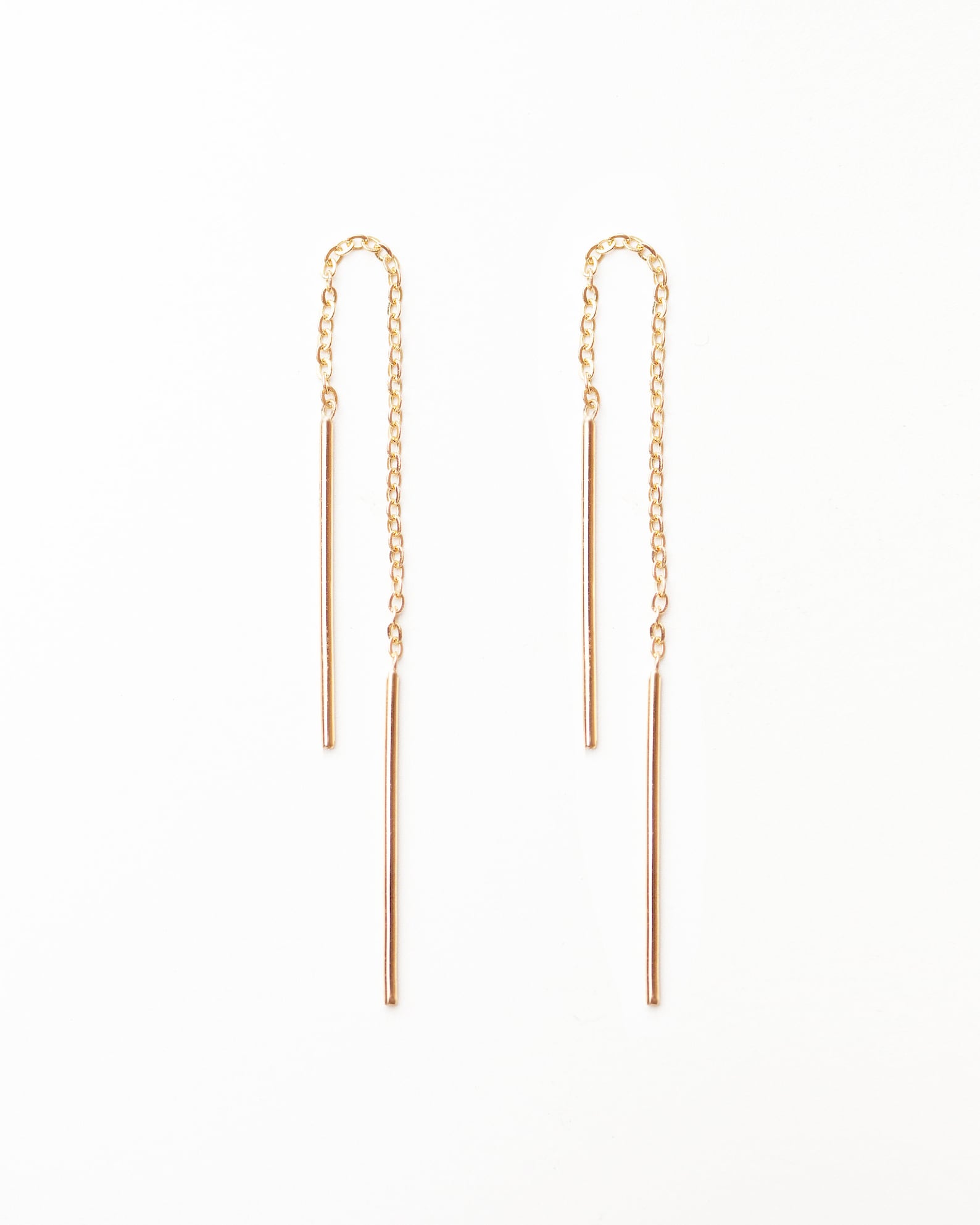 Mini Thread Earring // 14K Gold Threader Earrings // Gift for - Etsy