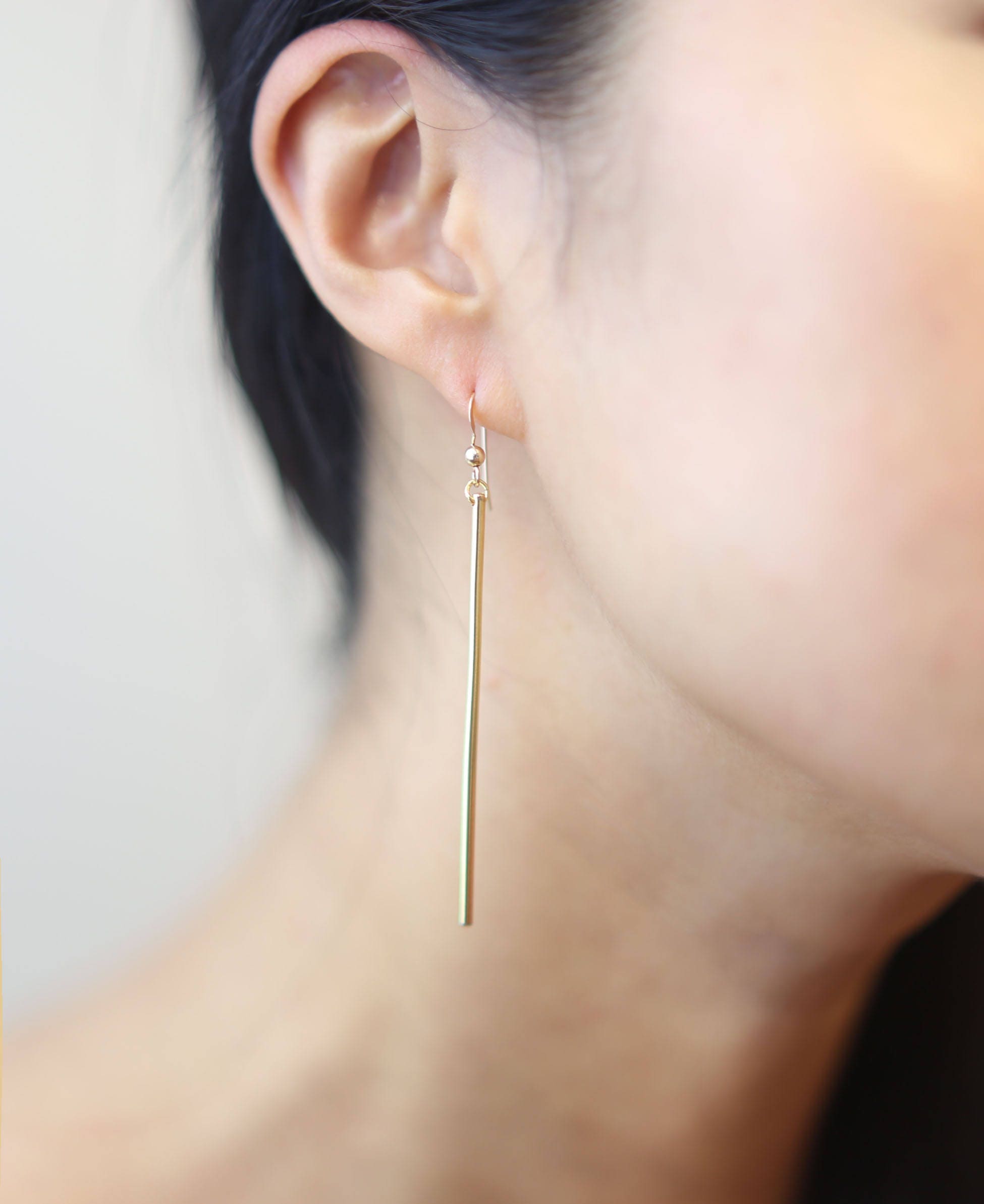 Long Stick Drop Earring // Drop Bar Dangle Earrings / Simple | Etsy
