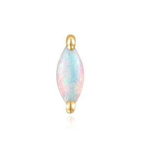 14K Gold Marquise Opal Flat Back Earring | 18G Tiny Minimalist Stud Earring Tragus Helix ...