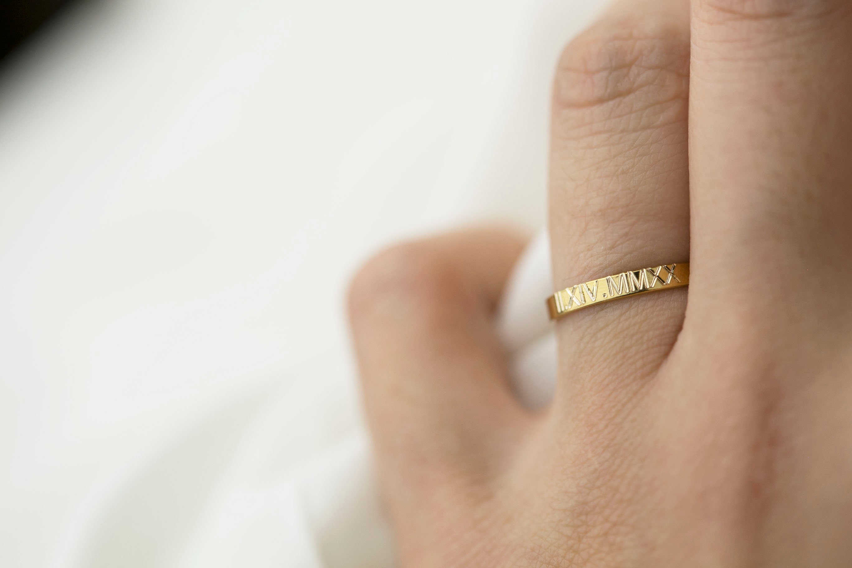 Roman numeral date ring // Gold filled custom engraved ring // | Etsy