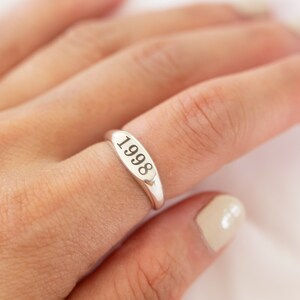 Date Year Number Engraved Ring / Monogram Initial Ring / Personalized ...