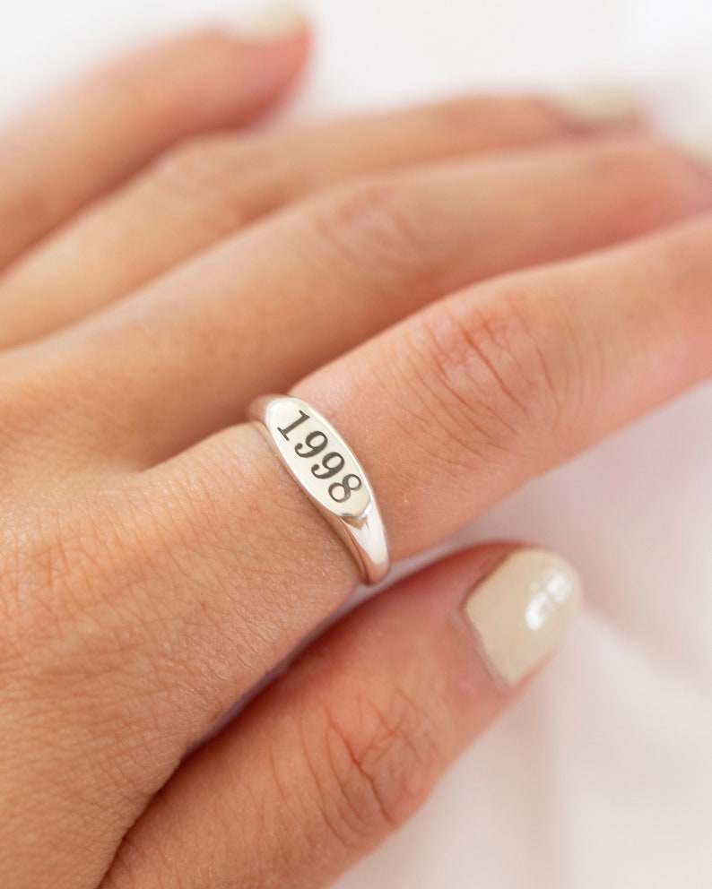 Date Year Number Engraved Ring / Monogram Initial Ring / Personalized ...