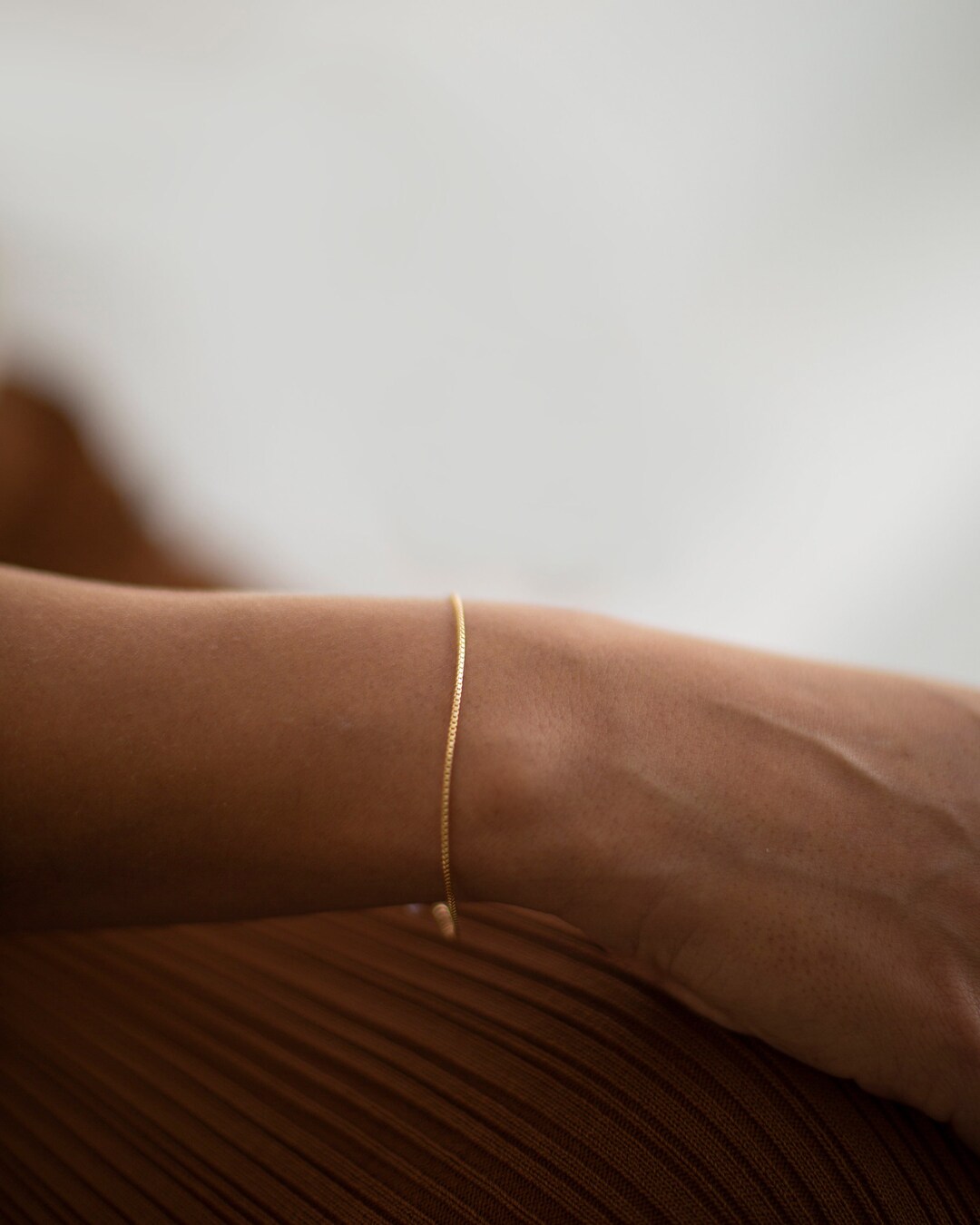 Thin Gold Bracelet Box Chain Bracelet Dainty Thin Gold - Etsy
