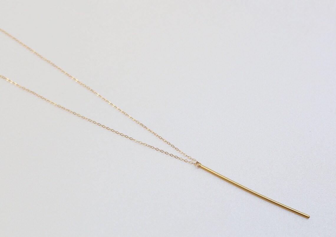 Gold Stick Necklace . Long Necklace With Gold Stick Pendant - Etsy