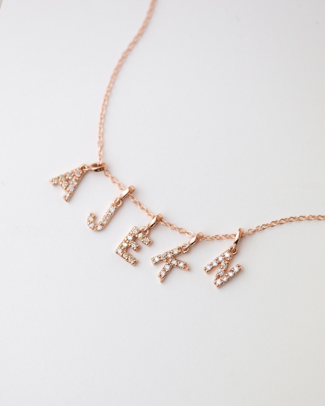 Mini Diamond Alphabet Initial Necklace in 14K Solid Gold • Christmas ...